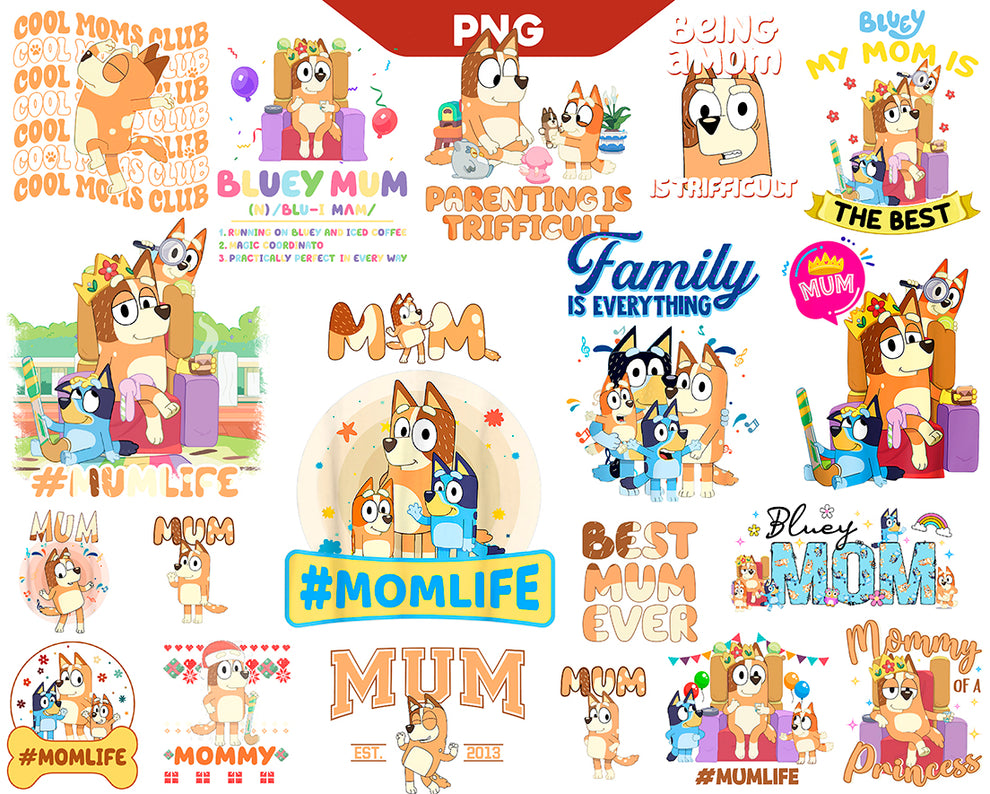Bluey Mom Png Bundle, Bluey Cool Moms Club Mama Png, Mother's Day ...