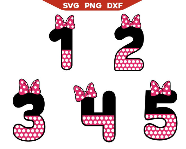 Bundle Minnie Numbers 1 to 5 Svg Png – AlyzKids