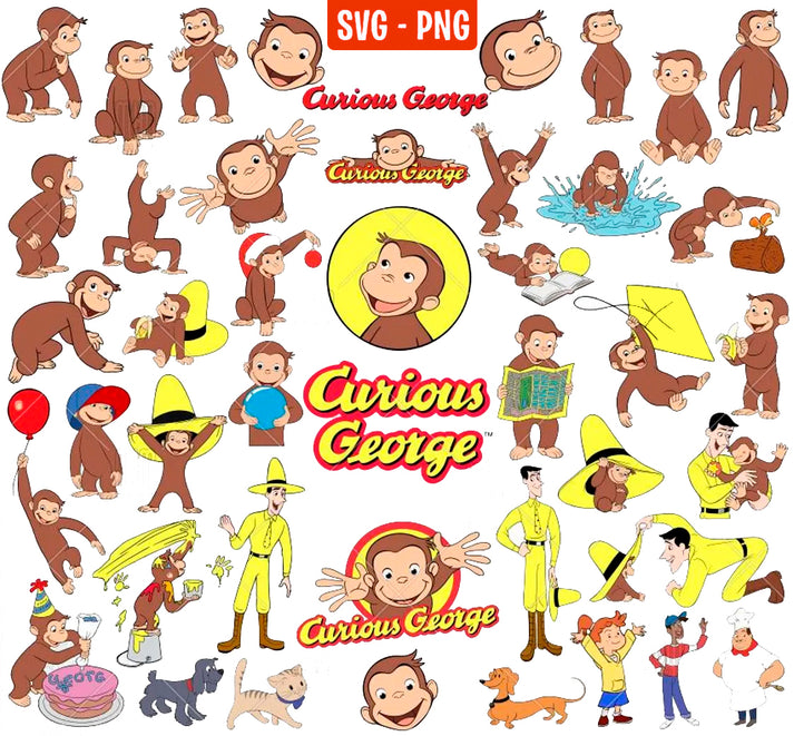 Curious George Svg Png Bundle, Yellow Hat Man Friend Png – AlyzKids